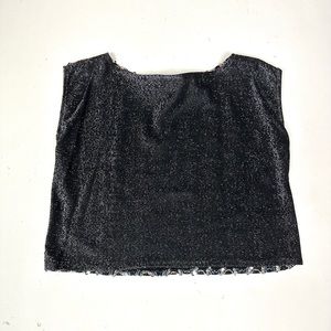 Avon | Tops | 7s Vintage Sequined Disco Crop Top Blouse Black Rainbow ...